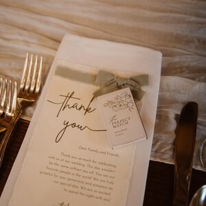 Wedding Table Menu Thank You - Etsy