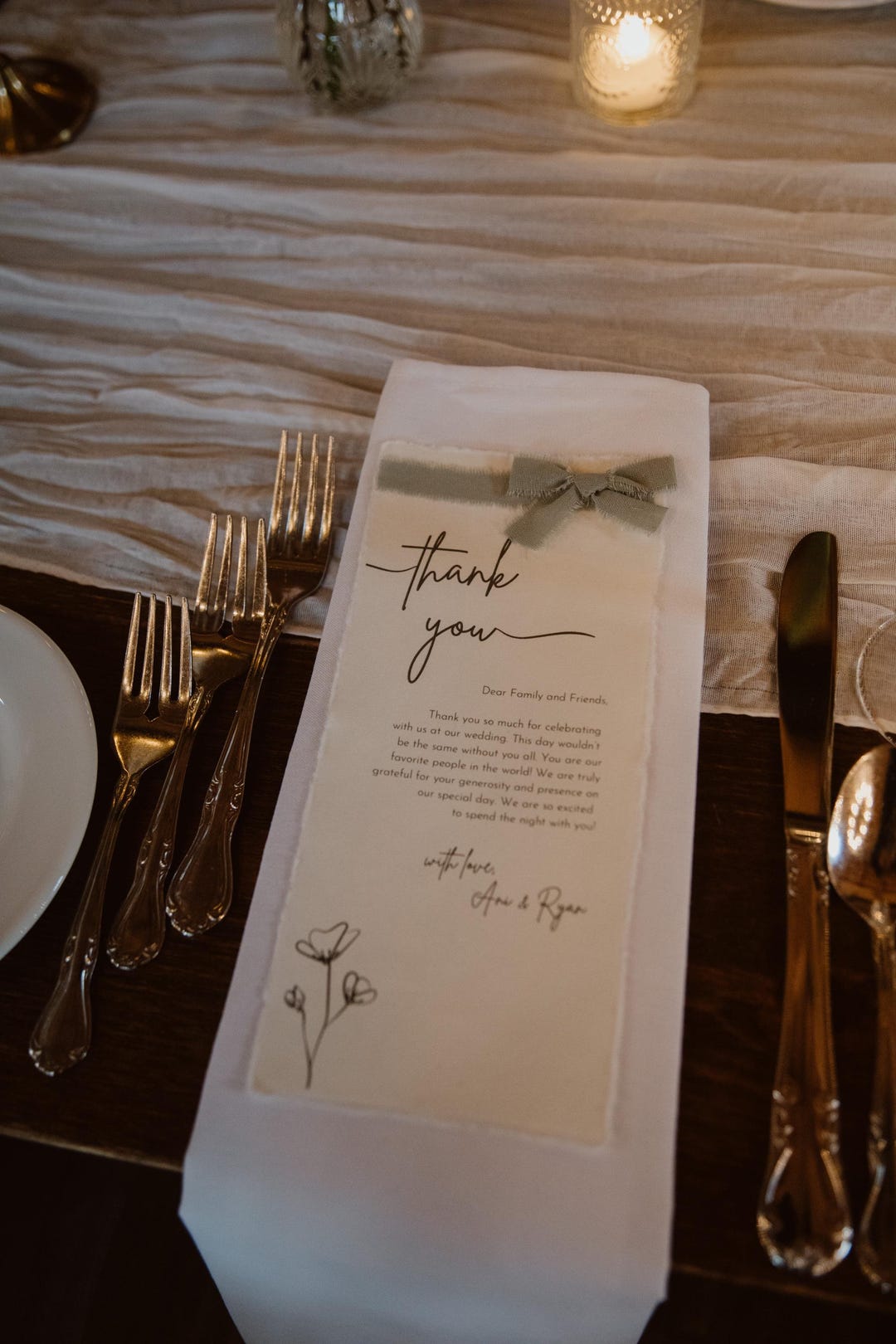 Wedding Table Menu Thank You - Etsy