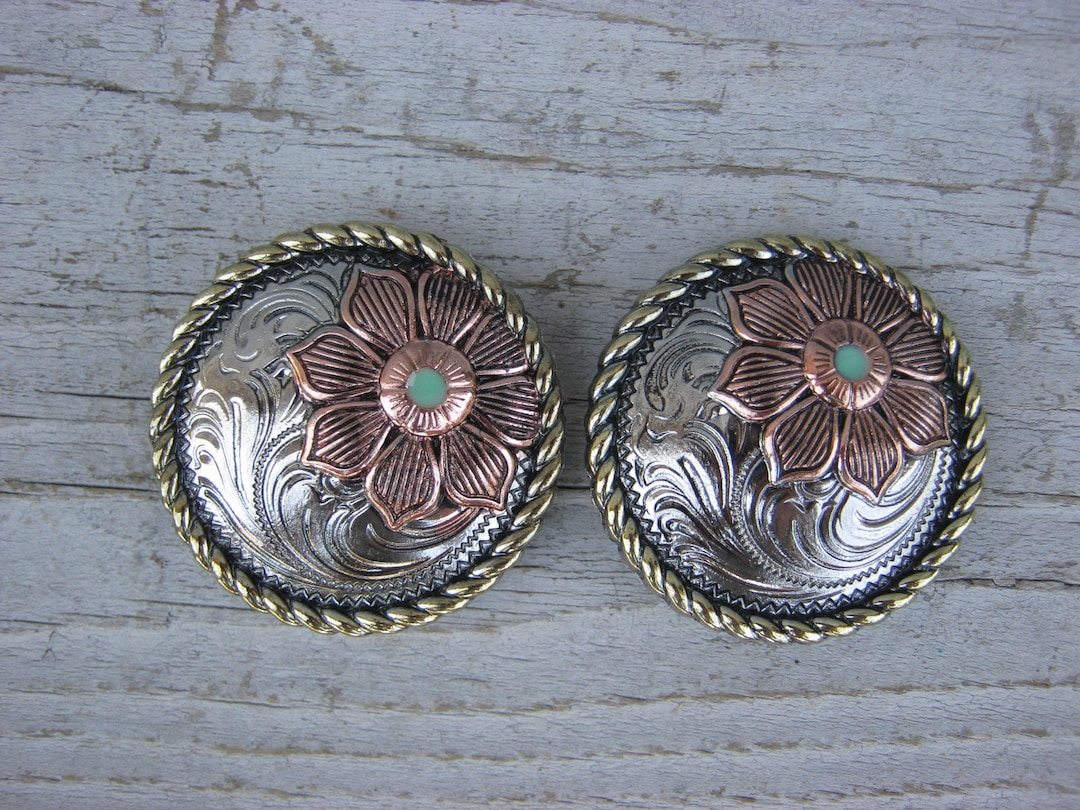 Floral Rope Edge Conchos: Chicago Screw, Copper Flower, Turquoise ...