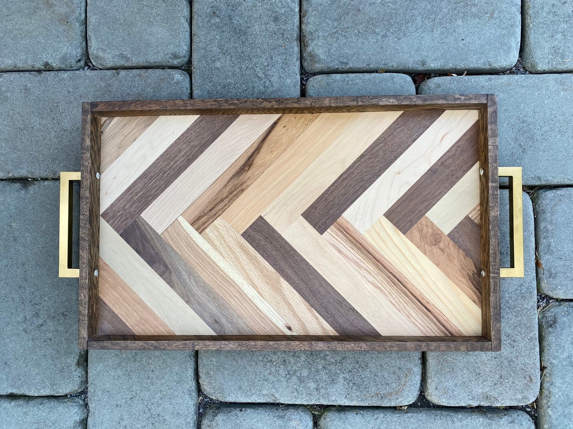 Wood Tray Herringbone Wood Wall Art Wood Catch All - Etsy