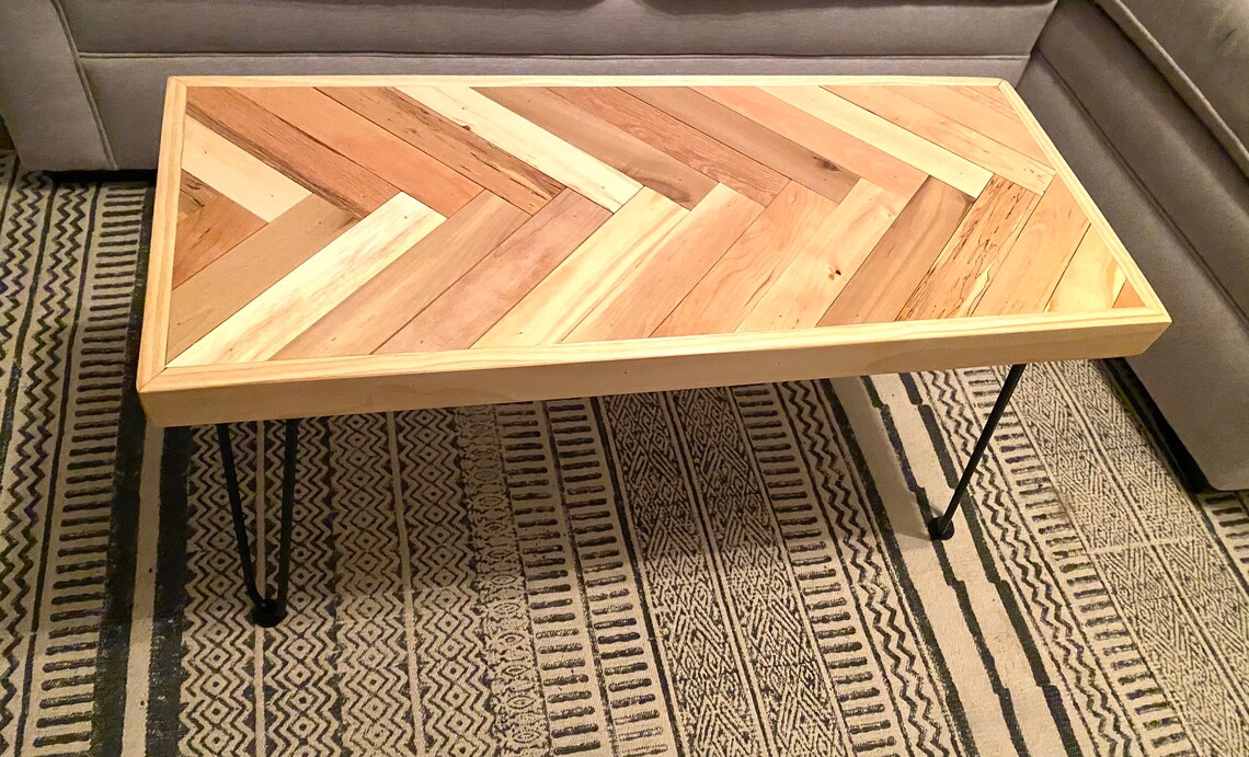 Herringbone Coffee Table Modern Rustic Coffee Table - Etsy