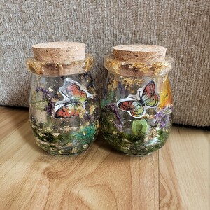 Cottagecore Resin Jar With Cork, Dried Flower Butterfly Jar, Home Decor ...