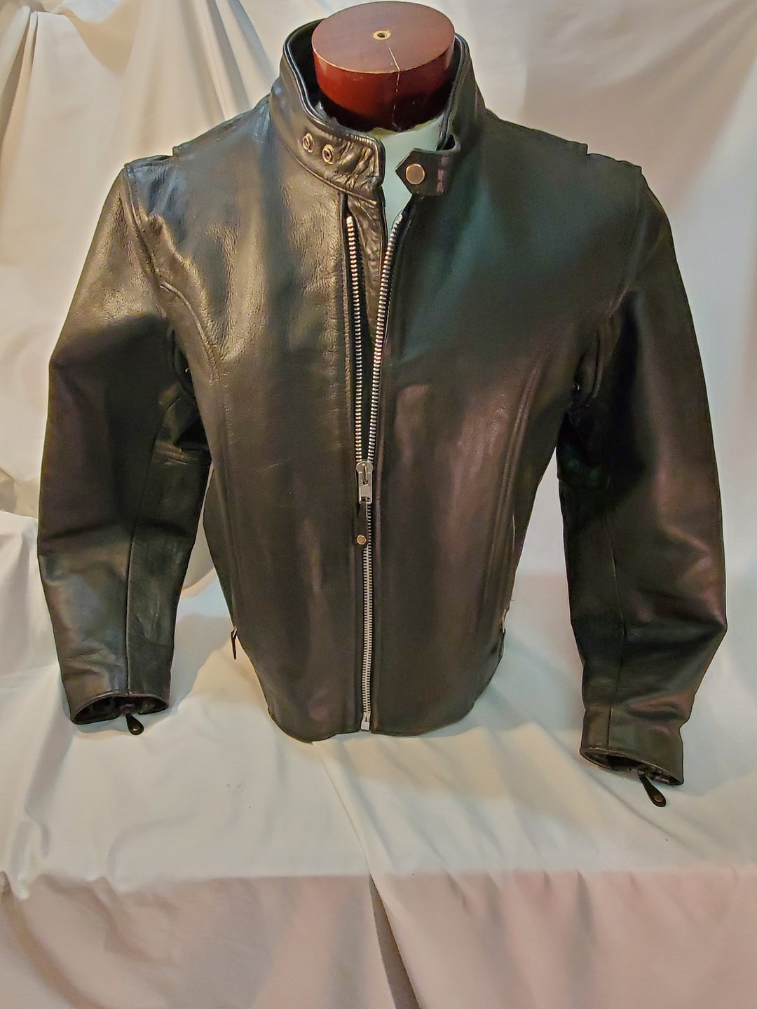 Vintage First Leather Motorcycle, Biker, Jacket, Men's Size 46, Zipper ...