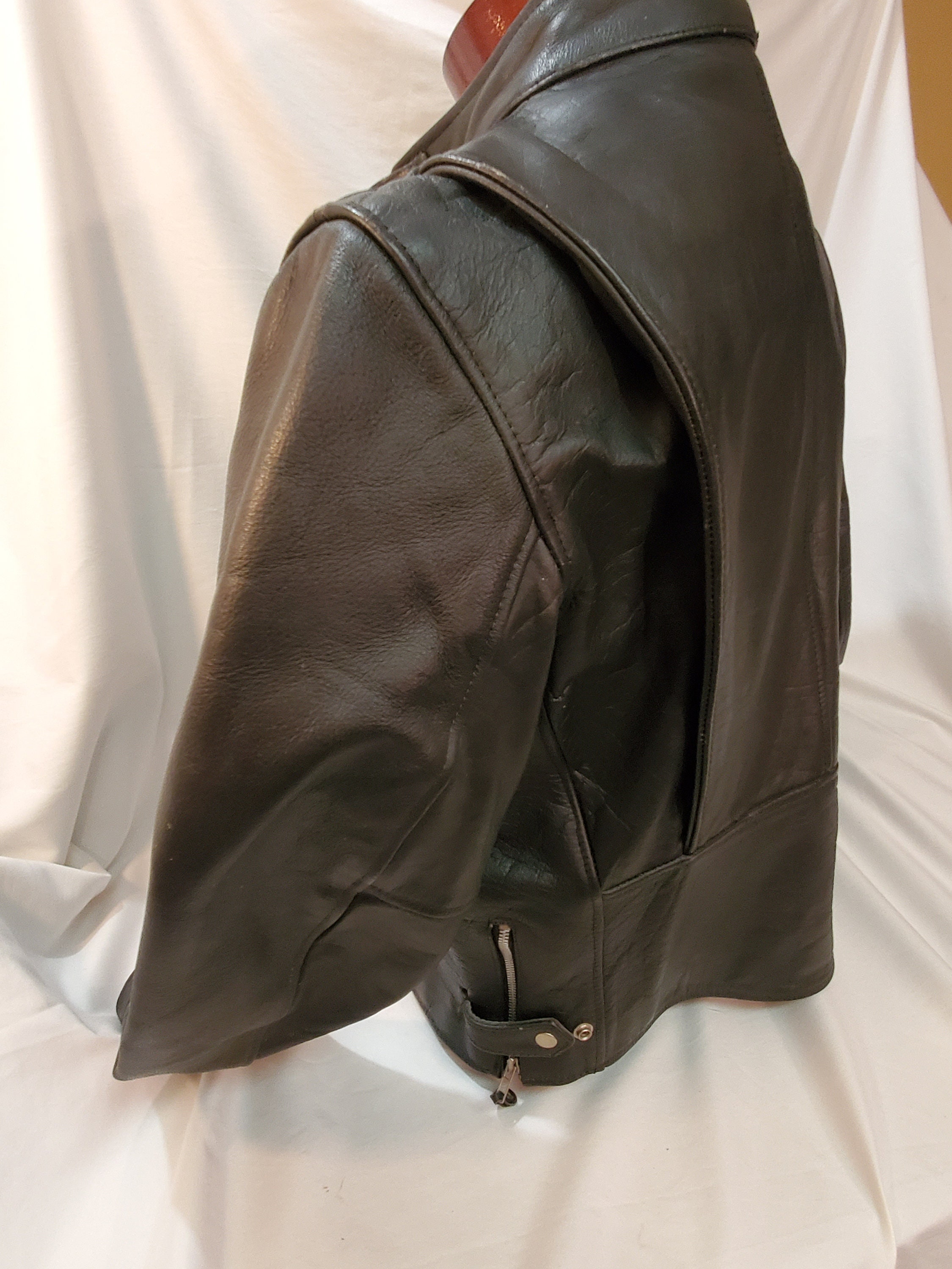 Vintage First Leather Motorcycle, Biker, Jacket, Men's Size 46, Zipper ...