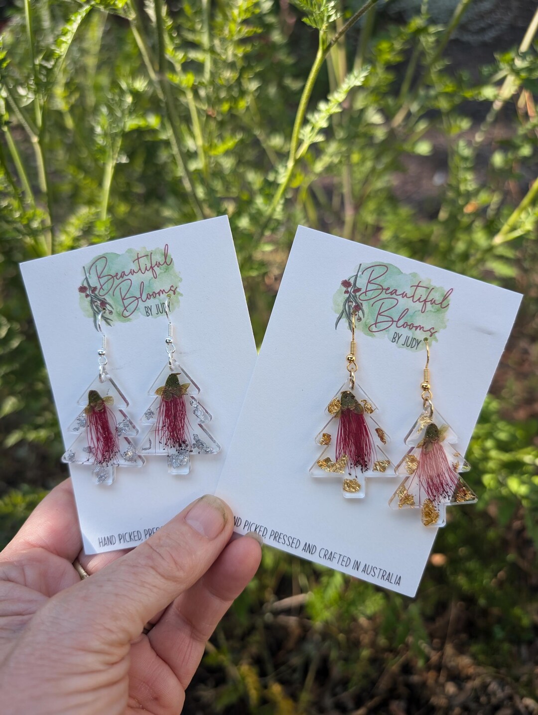 Real Flower Earrings in Resin, Christmas Earrings, Australian Natives ...