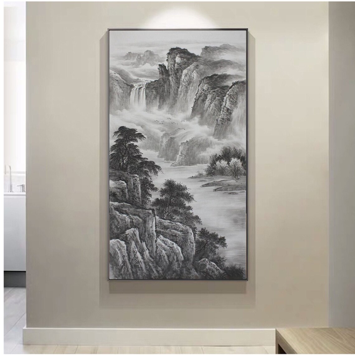 Original Shan Shui painting Hand-Painted Chinese Tai mountain | Etsy