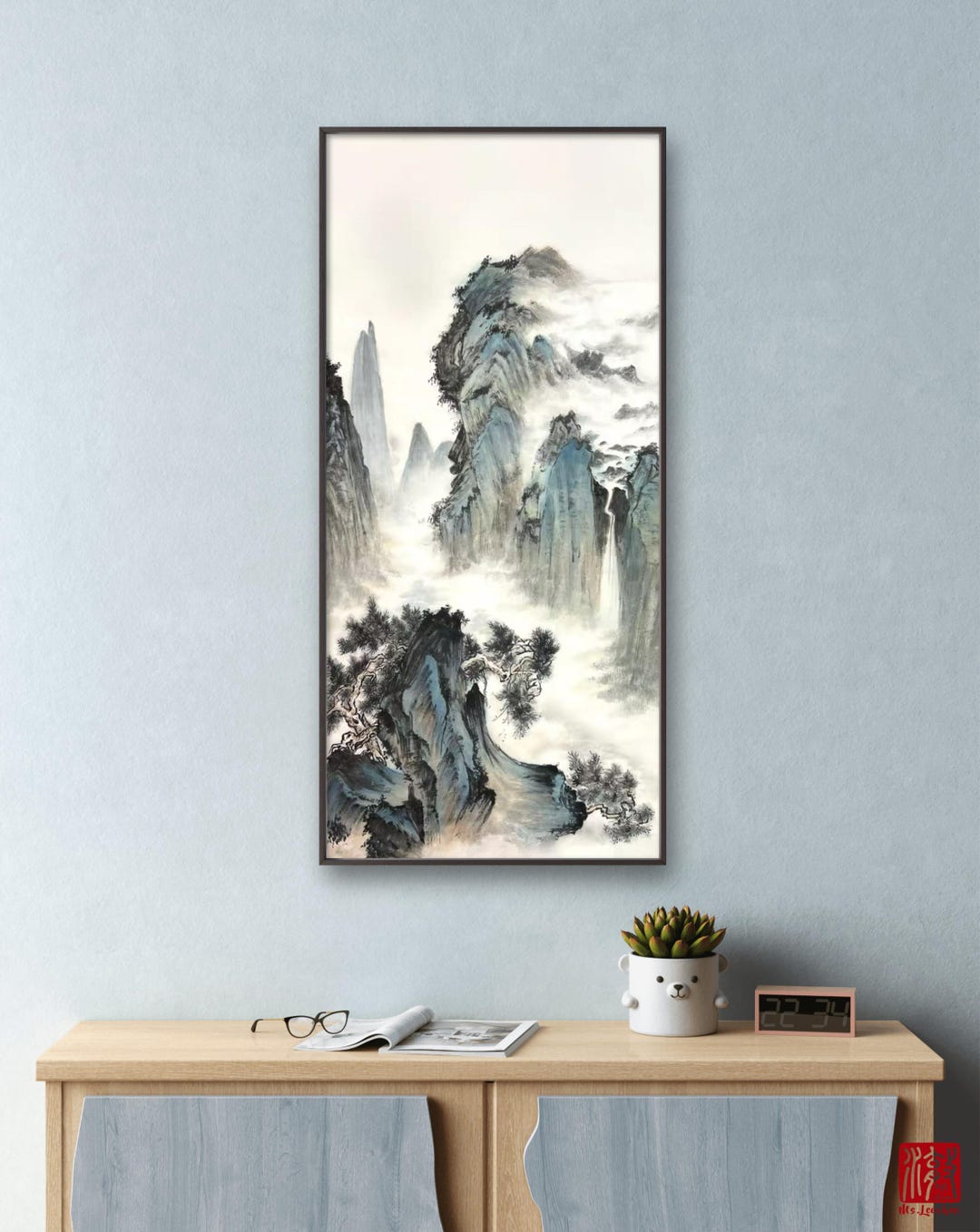 Authentic Hand Painted Chinese Landscape - ‘misty Peaks in Verdant ...