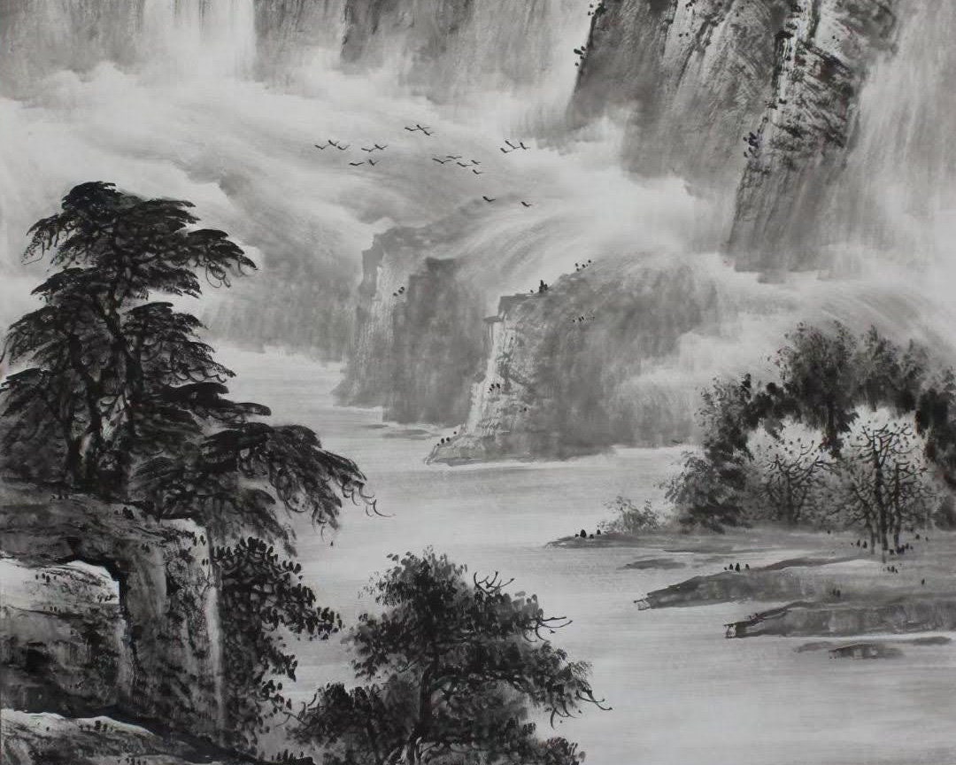 Original Shan Shui painting Hand-Painted Chinese Tai mountain | Etsy