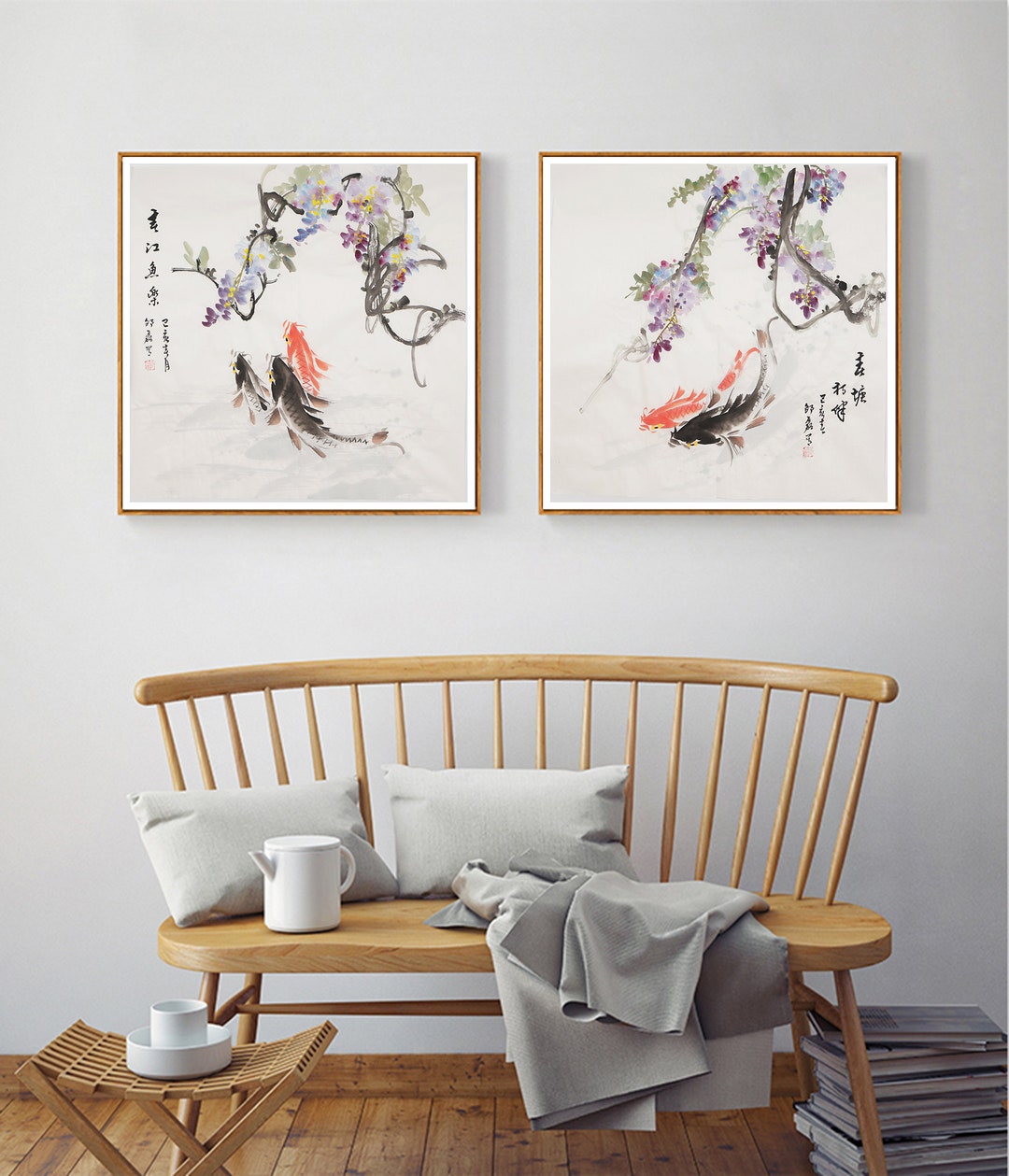Hand-painted Chinese Painting, Koi Fish Brushwork, Original Koi Art ...