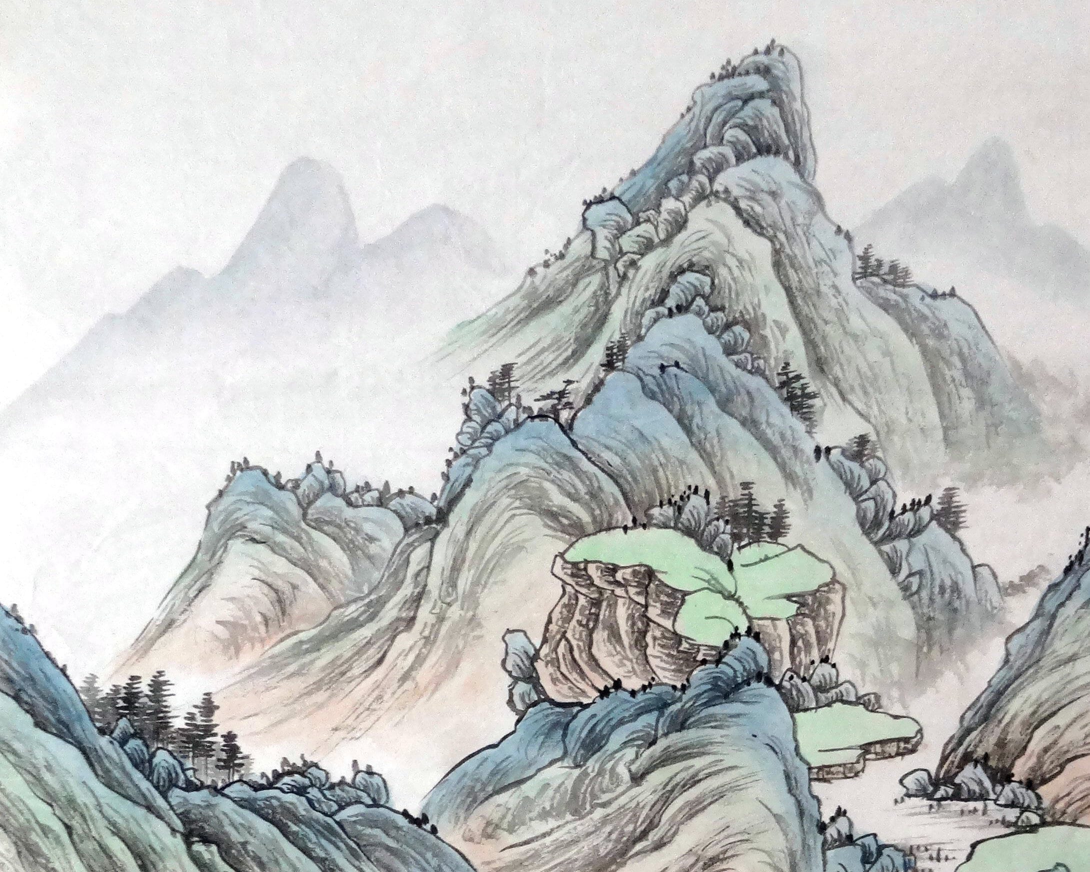 Hand painted Shan shui painting Original Chinese Landscape | Etsy
