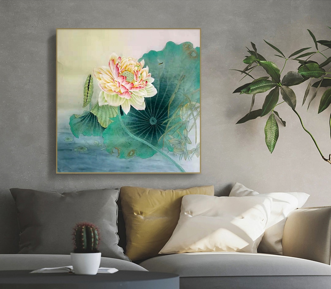 Hand Painted Lotus Art, Clean and Pure Pedals, Chinese Traditional ...