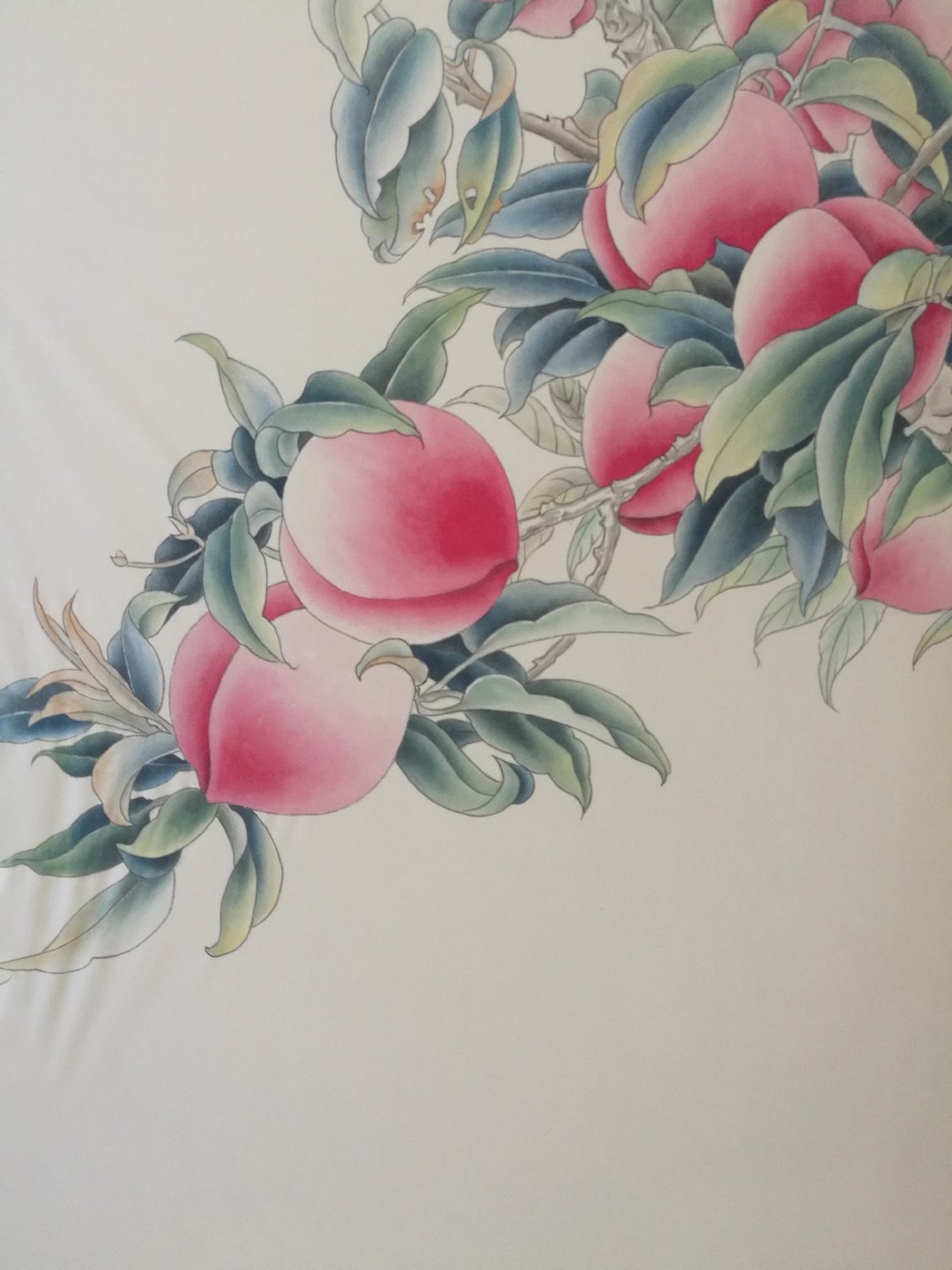 Gongbi Peach Painting, Chinese Birthday Gift for Eldership and Parents ...