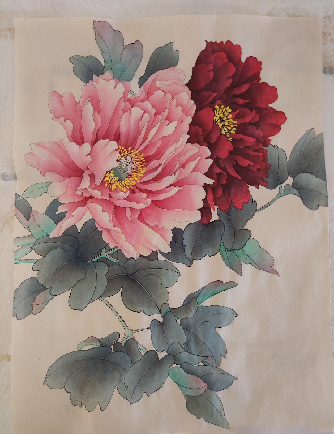 Chinese Mudan Peony Flower Painting, Original Hand-painted, Chinese ...