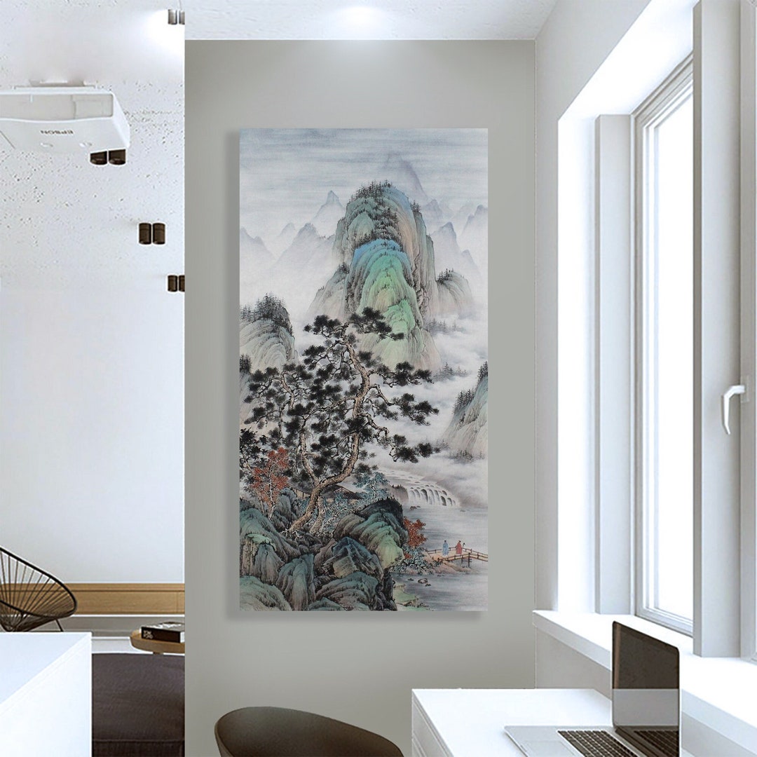 Original Blue-green Shan Shui Painting, 100% Hand-painted Brush ...