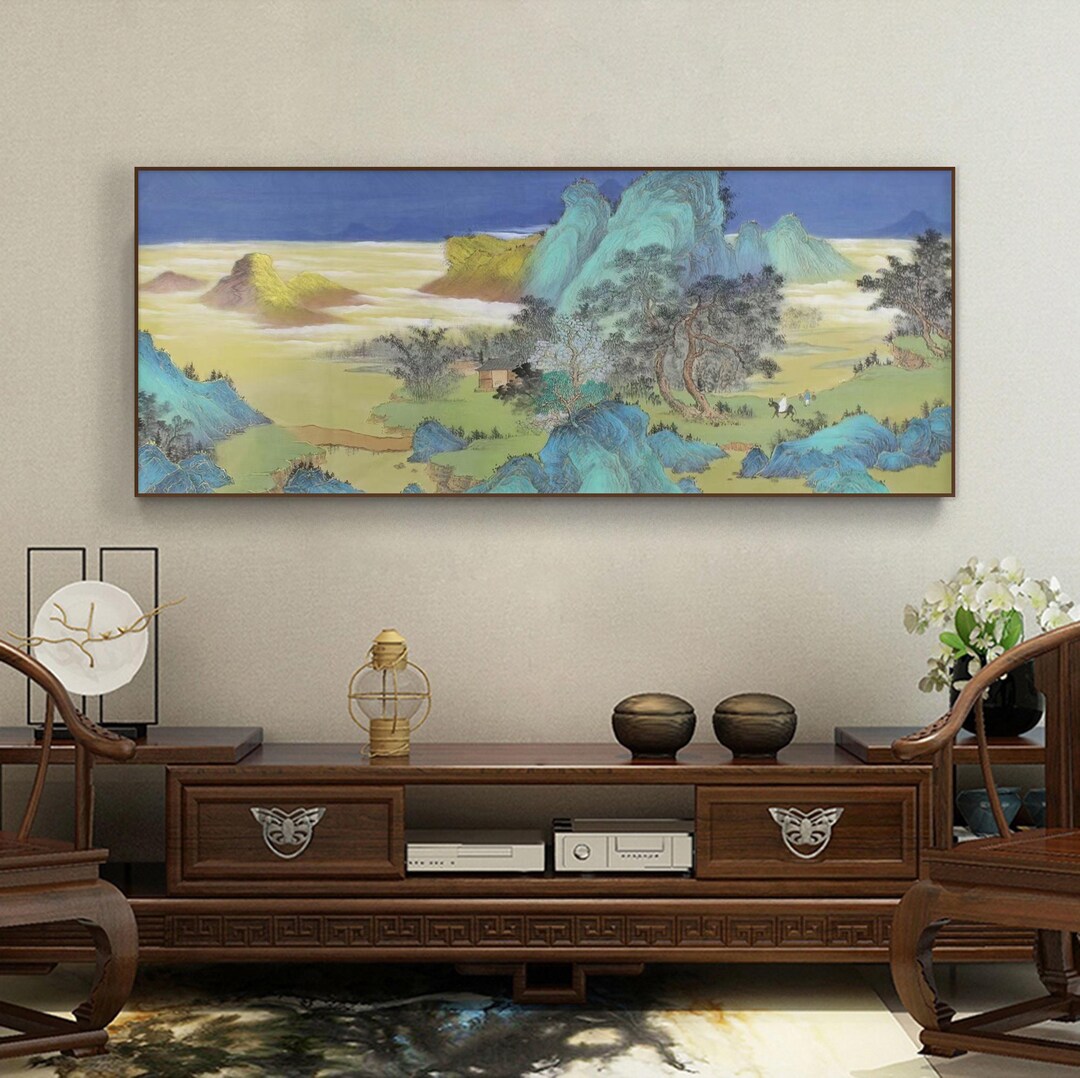 Emerald Ridges Chinese Landscape Painting | Hand-painted Xuan Paper Art ...