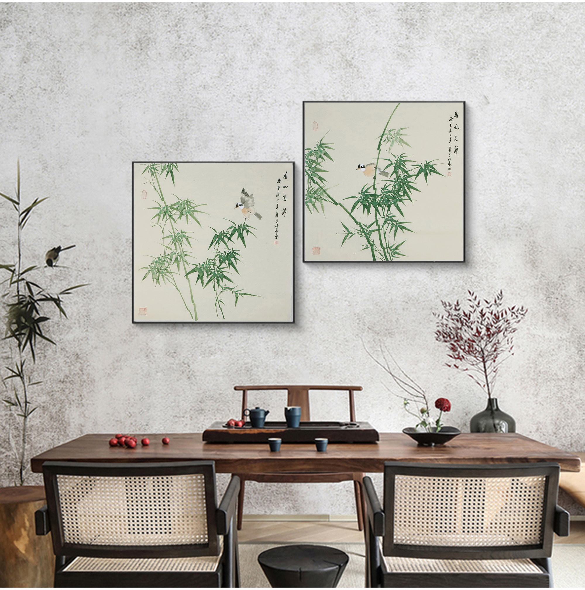 Hand-painted Bamboo Brush Painting, Original Ink Wash Bamboo Painting ...