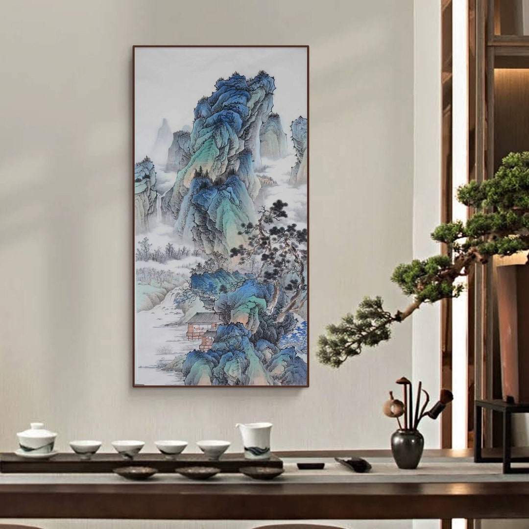 Chinese Ancient Misty Mountain Landscape Painting, Original Chinese ...