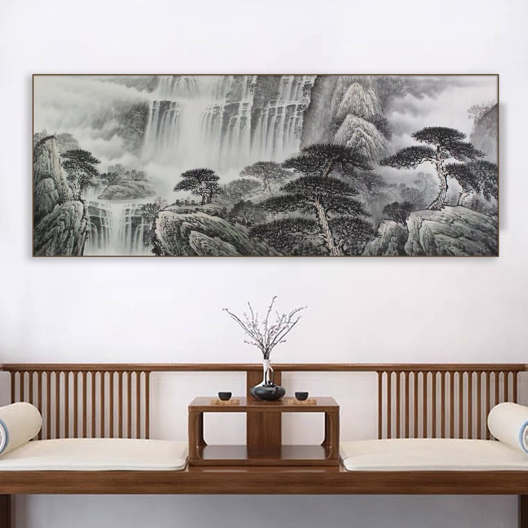 Original Chinese Shan-Shui Painting, Hand-painted landscape art ...