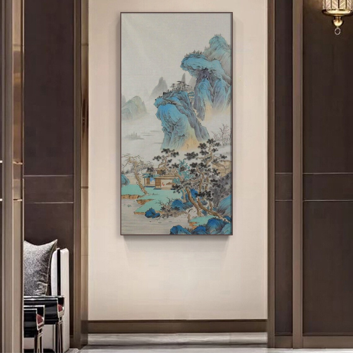 Original Ink Wash Landscape Painting, Extra Large Vertical Hand-painted ...