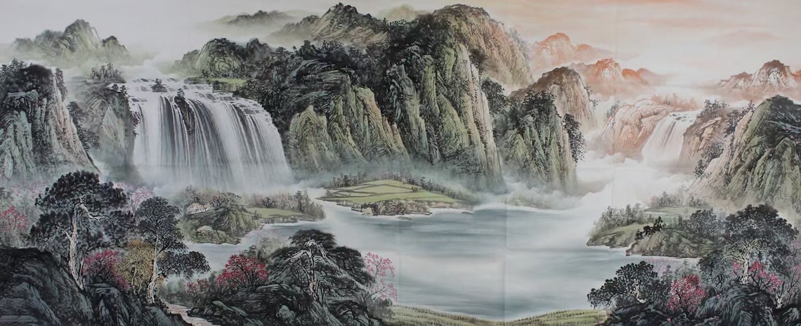 Original Shan Shui Painting Extra Large Mountains & Waters - Etsy