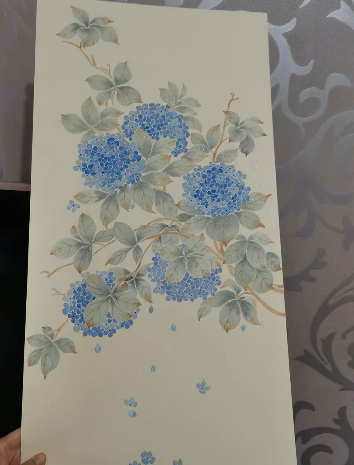 Original Hand-painted, Hydrangea Flower Painting, Watercolor Blue ...