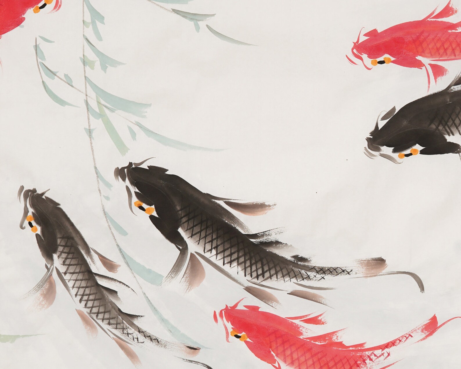 Hand-painted Ink Wash Koi Fish Painting, Original Koi Brush Painting ...