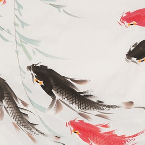 Hand-painted Ink Wash Koi Fish Painting, Original Koi Brush Painting ...