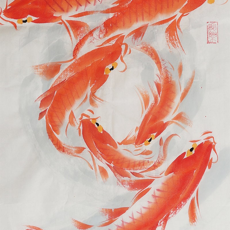 Hand-painted Ink Wash Koi Fish Original Asian Watercolor Koi | Etsy