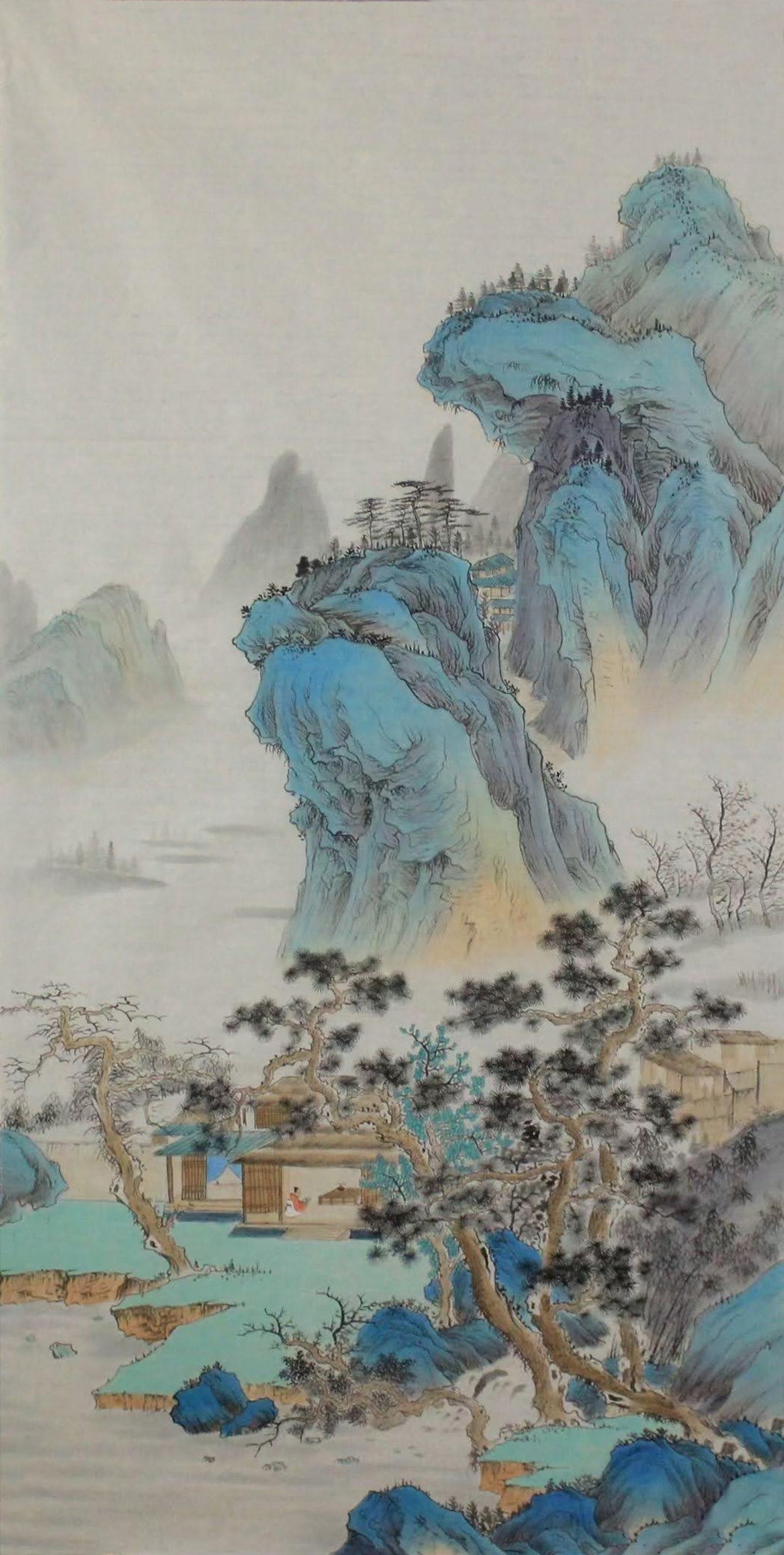 Original Ink Wash Landscape Painting, Extra Large Vertical Hand-painted ...
