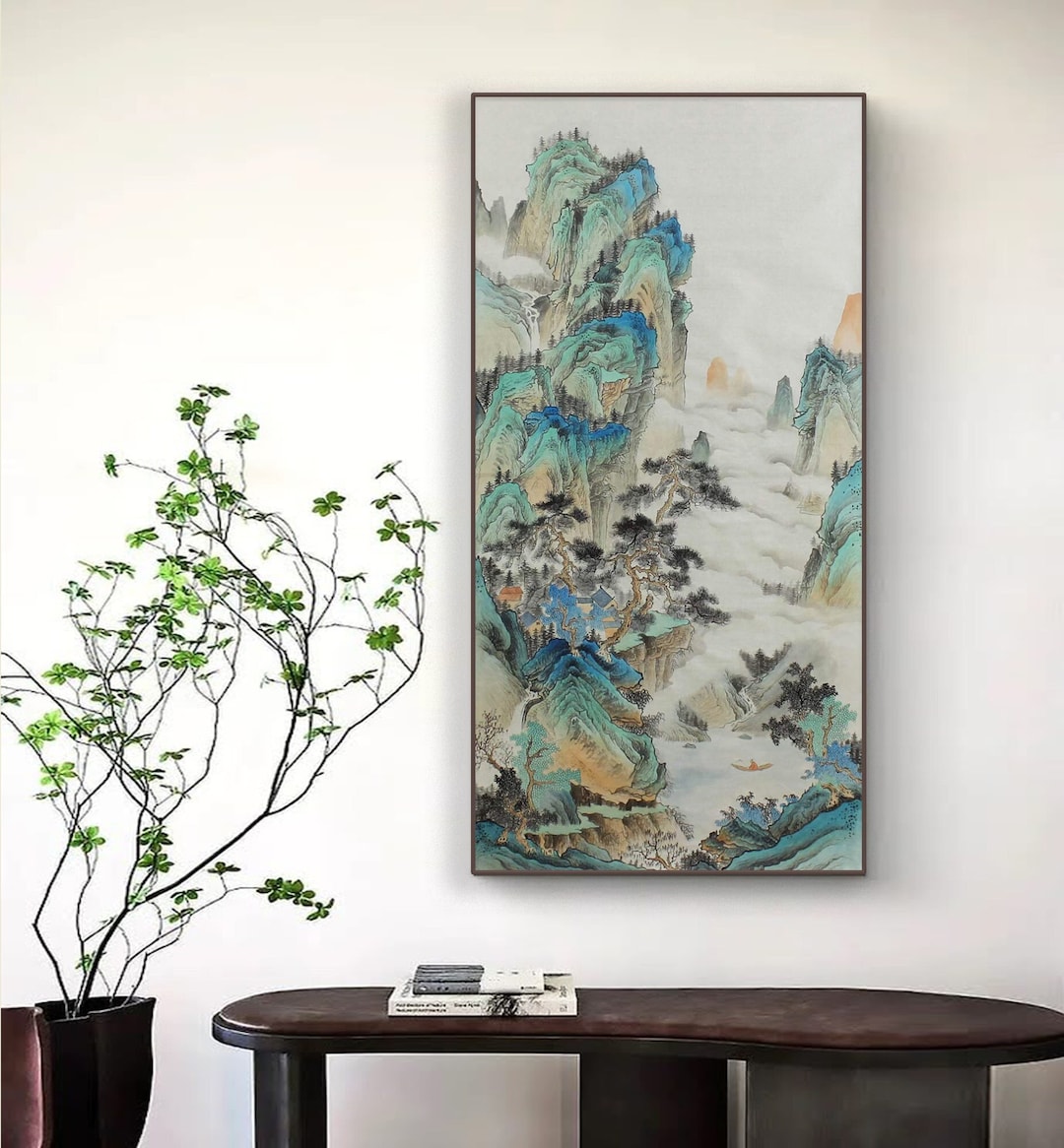 Blue Green Shan Shui Painting, Original Chinese Landscape Painting ...