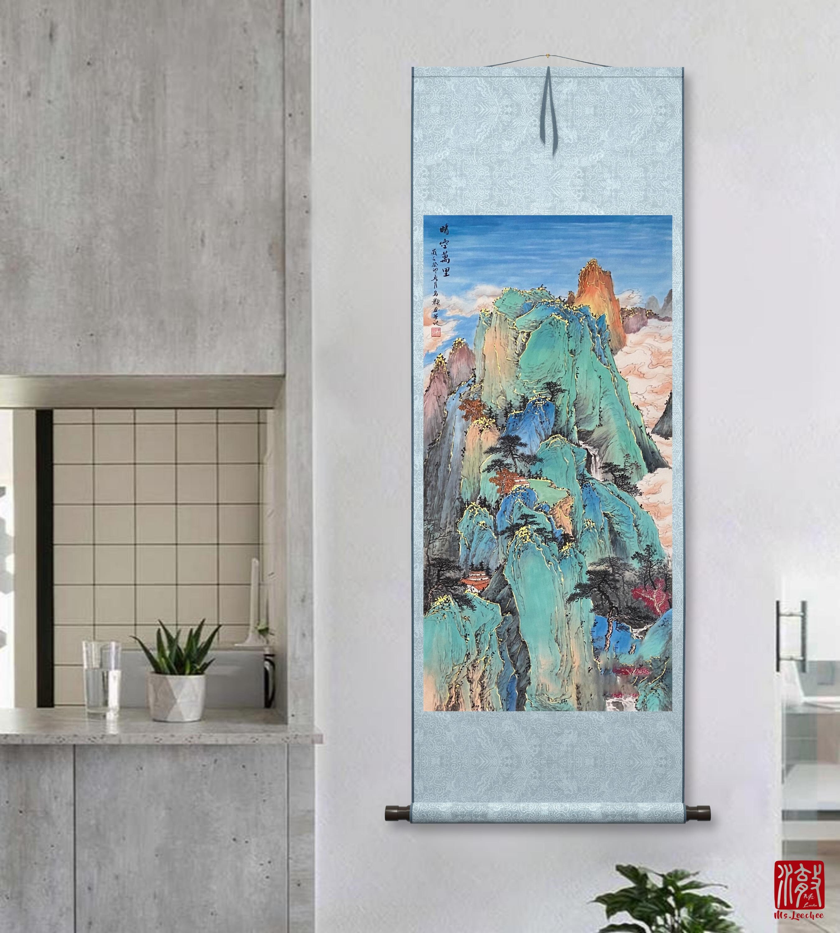 Blue Green Shan Shui Painting, Chinese Landscape Painting, Mineral ...