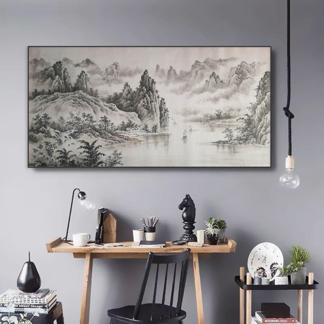 Chinese Ink Wash Painting, Lijiang, Gui River, Original Ink Brush ...