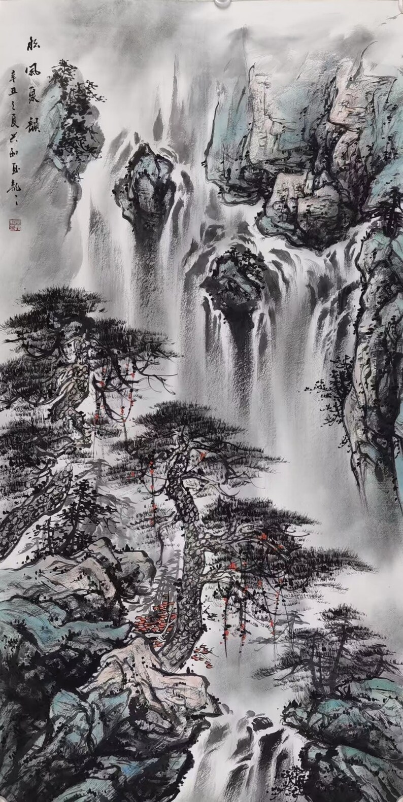 Hand-painted Chinese Shan-shui Painting Ink Wash Mountain - Etsy