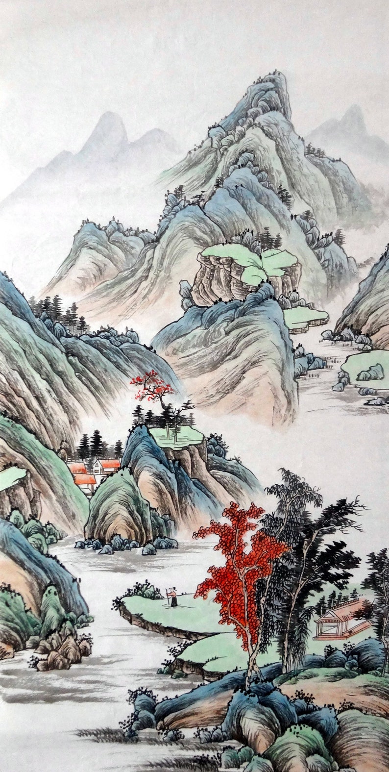 Hand painted Shan shui painting Original Chinese Landscape | Etsy