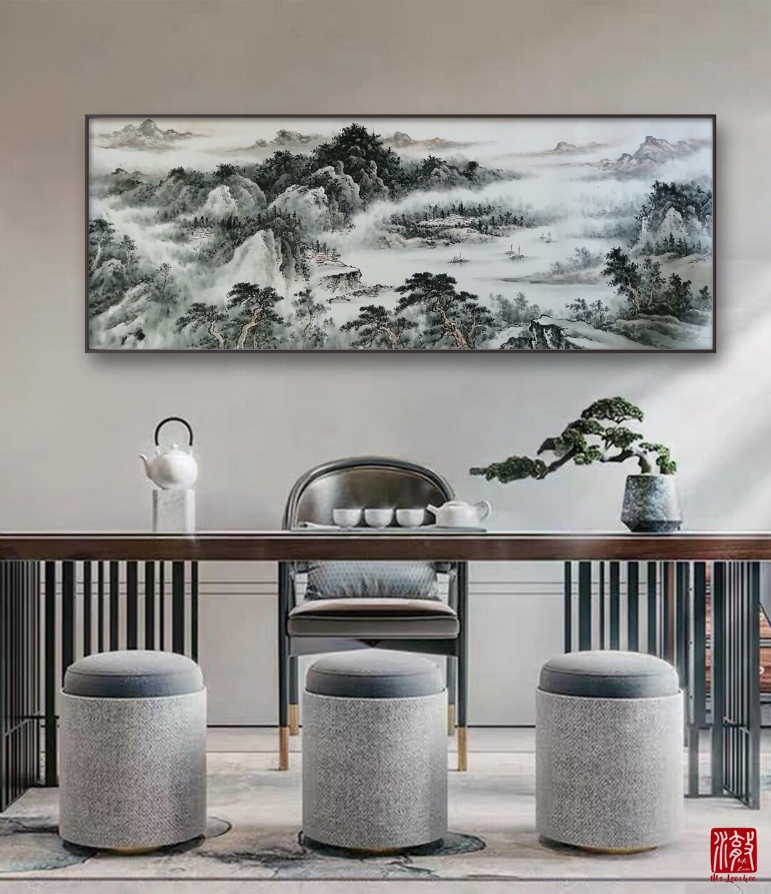 Poetic Shan Shui Painting, Hand-painted Chinese Landscape Painting ...