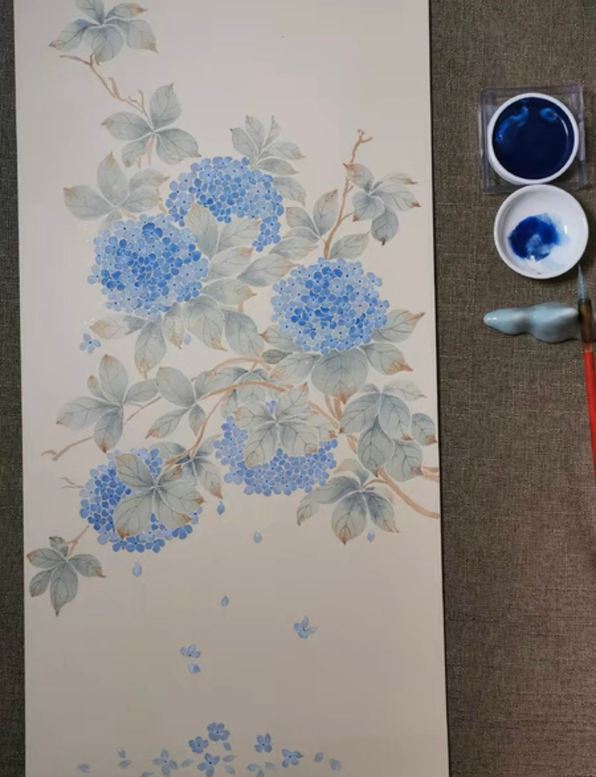 Original Hand-painted, Hydrangea Flower Painting, Watercolor Blue ...