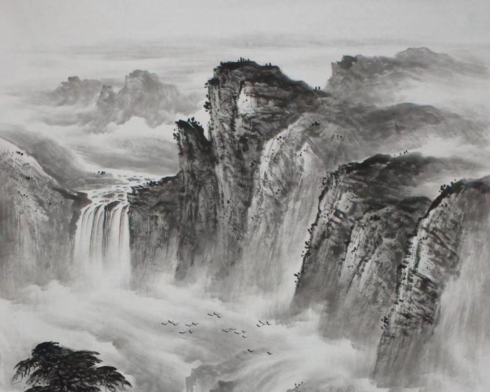 Original Shan Shui painting Hand-Painted Chinese Tai mountain | Etsy