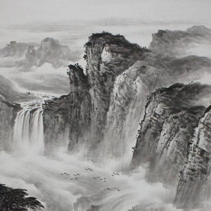 Original Shan Shui painting Hand-Painted Chinese Tai mountain | Etsy