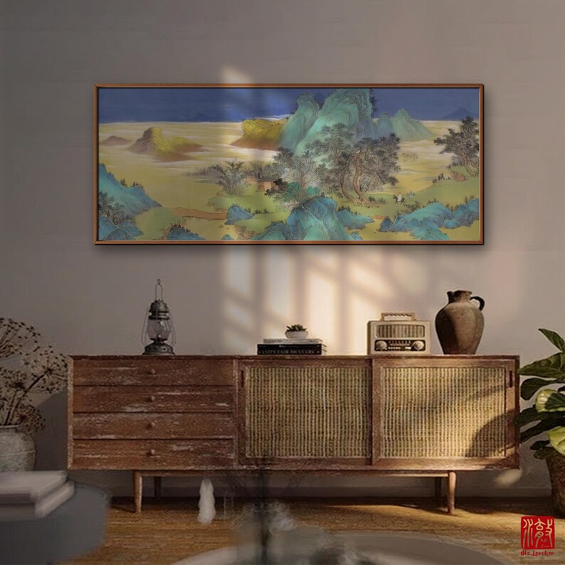 Emerald Ridges Chinese Landscape Painting | Hand-painted Xuan Paper Art ...