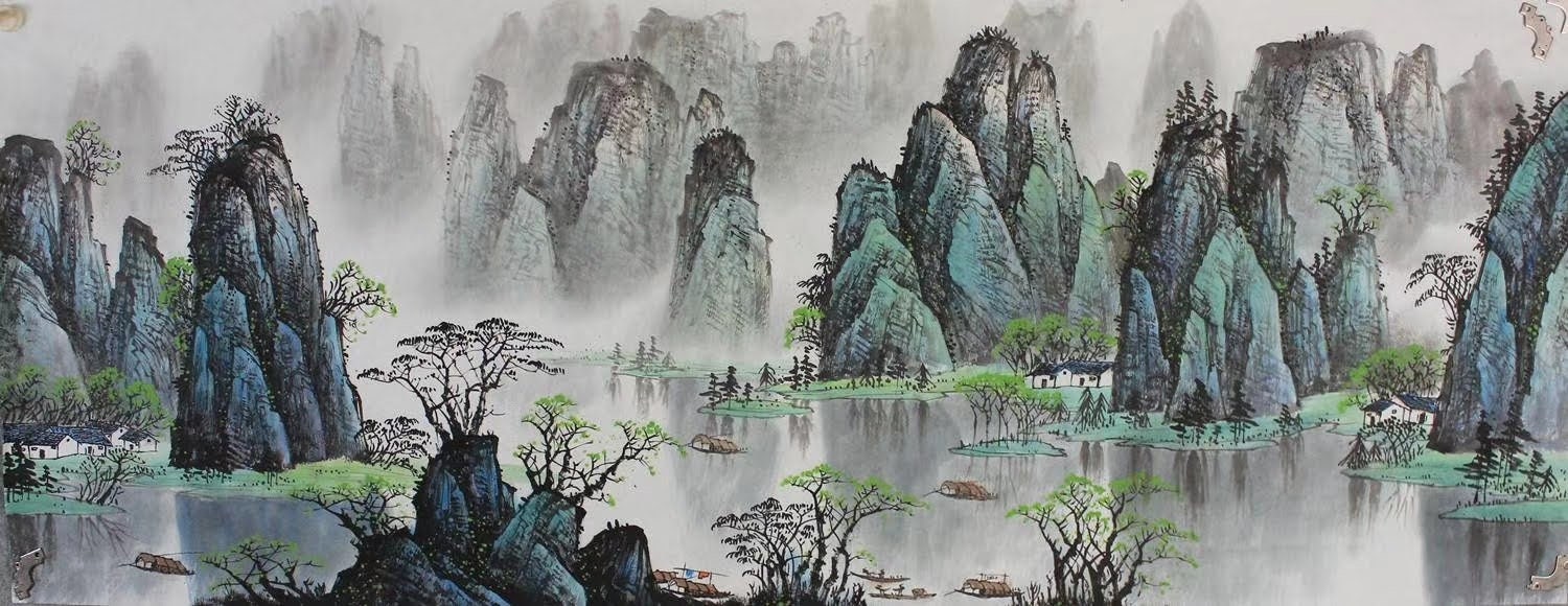 Extra Large Size Original Ink Brush Painting Horizontal | Etsy