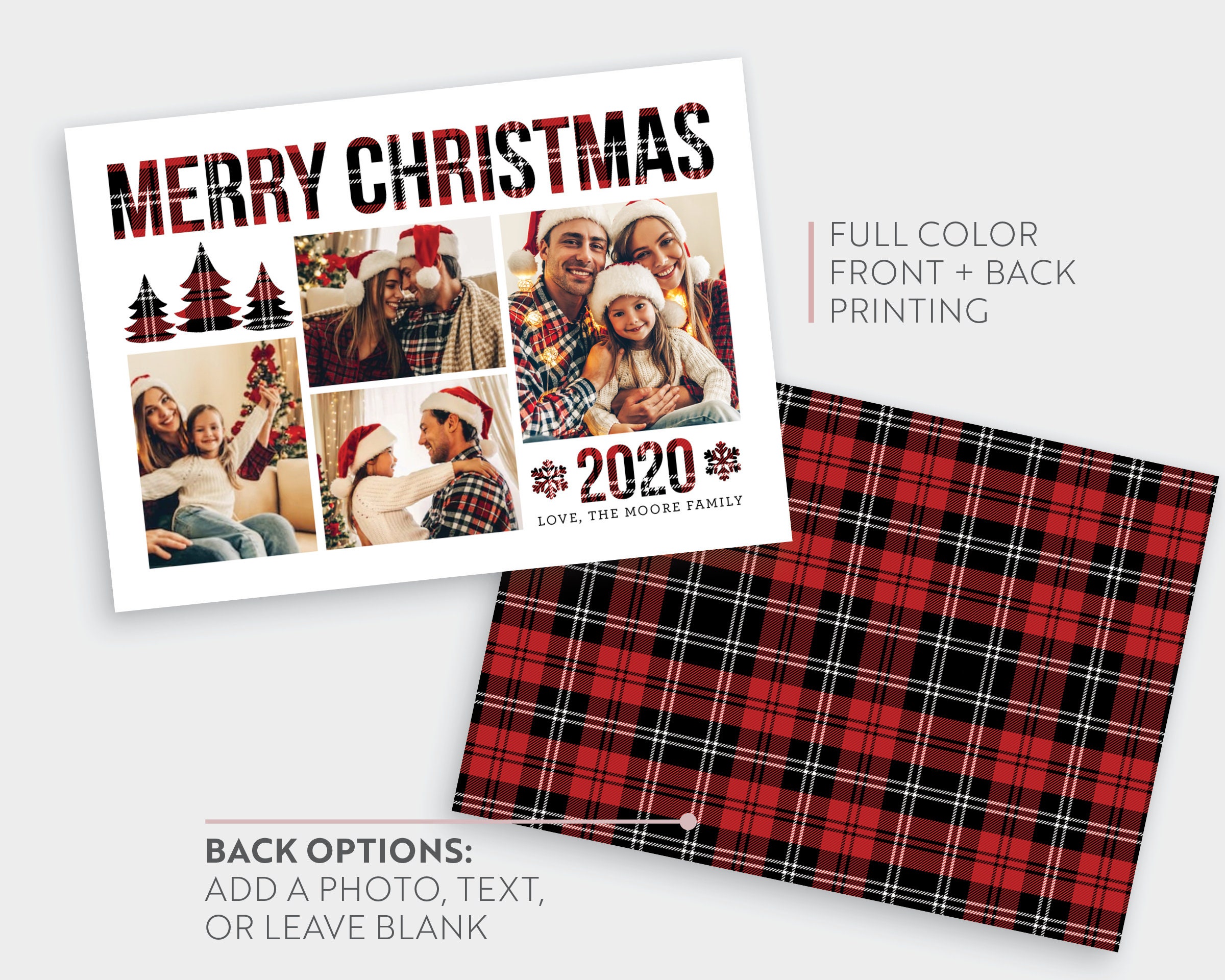 Plaid Flannel Merry Christmas Happy Holidays Card With - Etsy