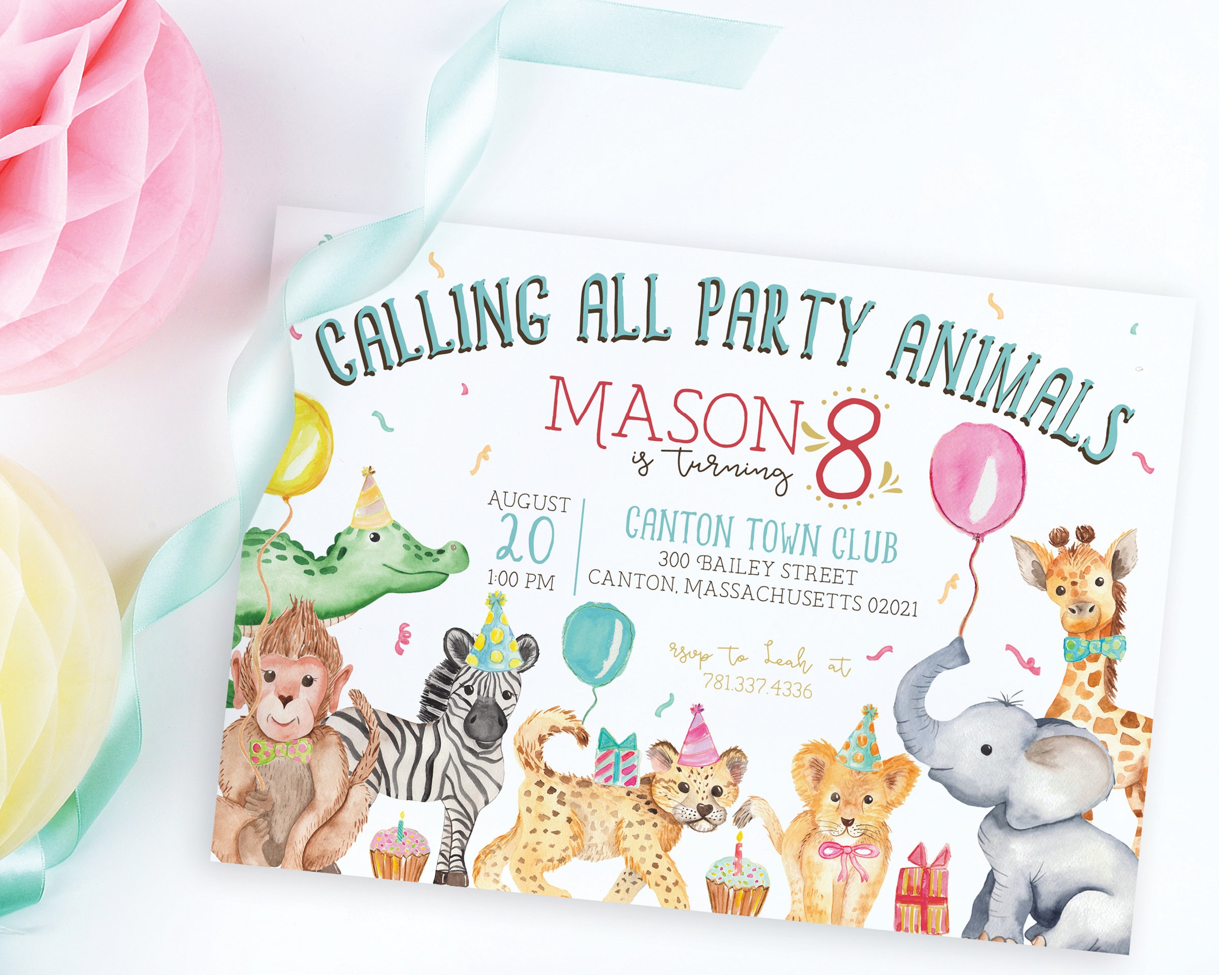 Calling All Party Animals Birthday Party Invitation Boy or - Etsy