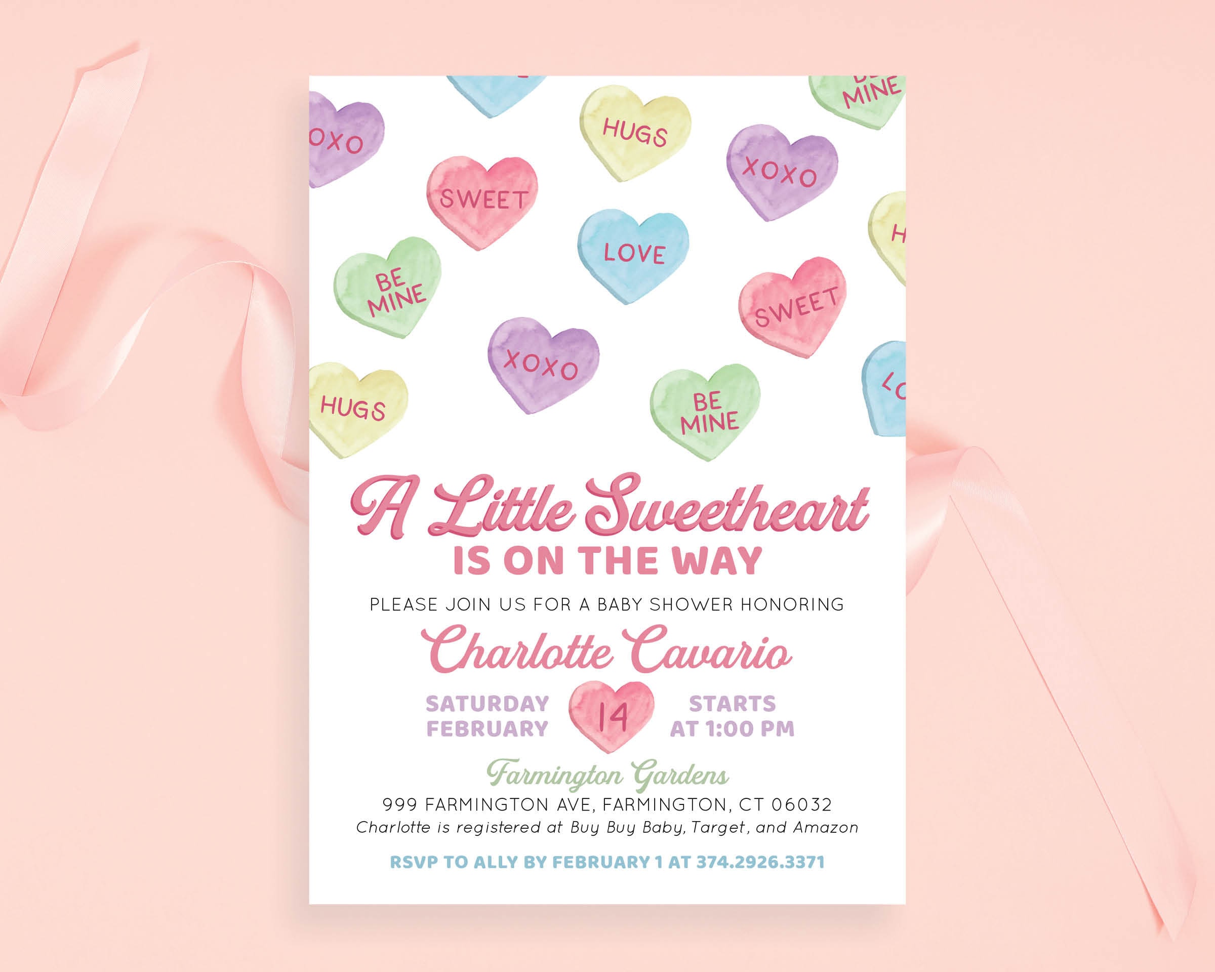 A Little Sweetheart is on the Way Baby Love Heart Girl Shower ...