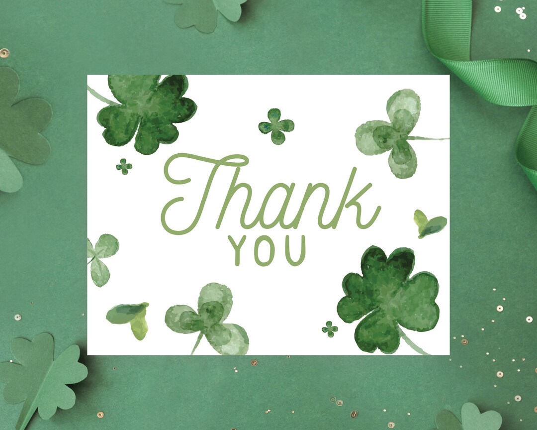 St. Patricks Day Shamrock March Green Simple Clover Flat or Folded ...