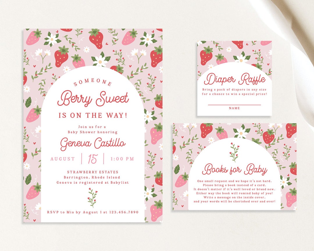 Someone Berry Sweet is on the Way Baby Shower Invitation Strawberry ...