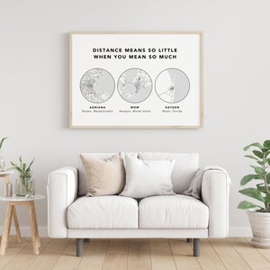 Distance Means so Little Custom Map Wall Art Decor Long Distance ...