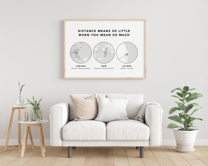 Distance Means so Little Custom Map Wall Art Decor Long Distance ...