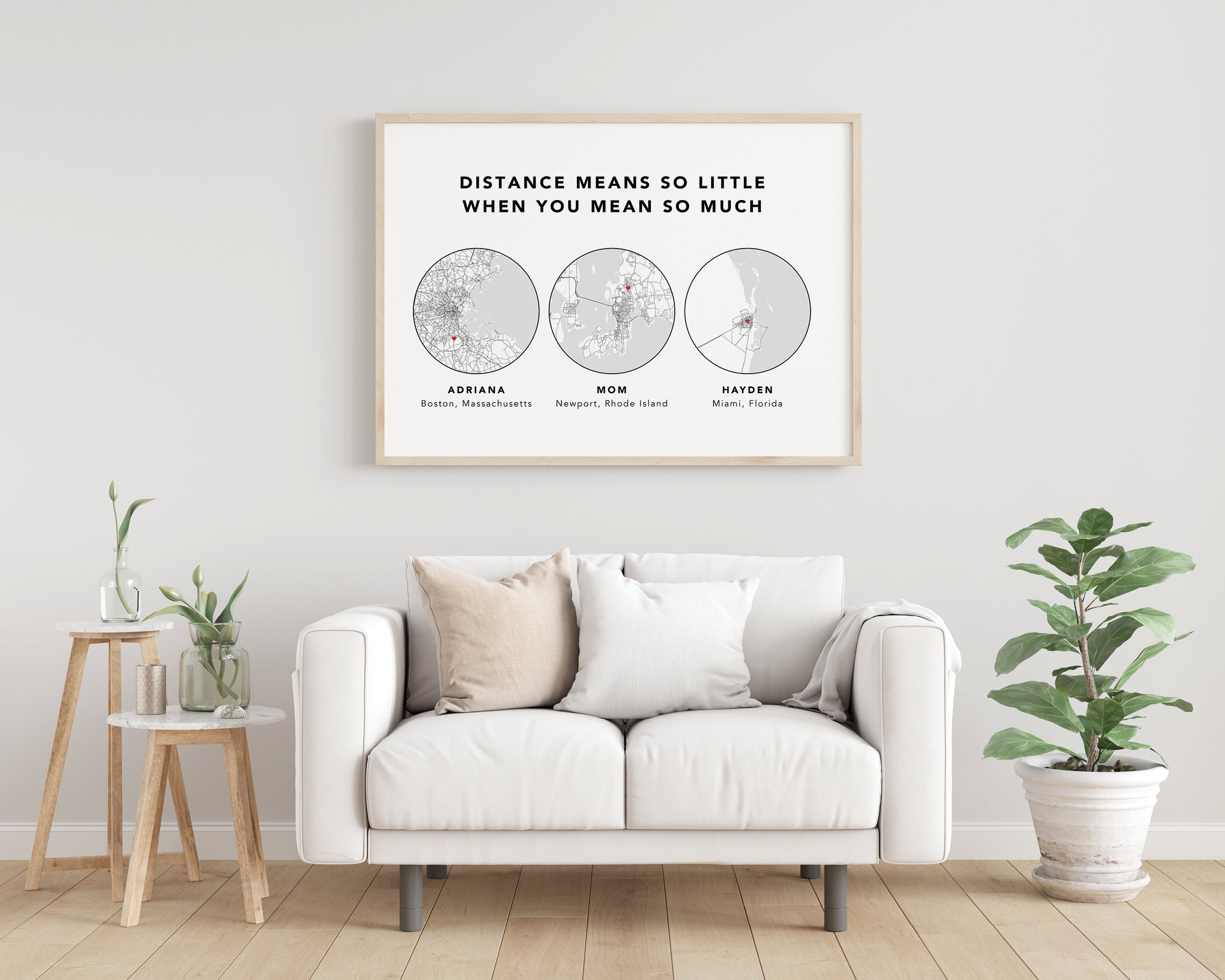 Distance Means so Little Custom Map Wall Art Decor Long Distance ...
