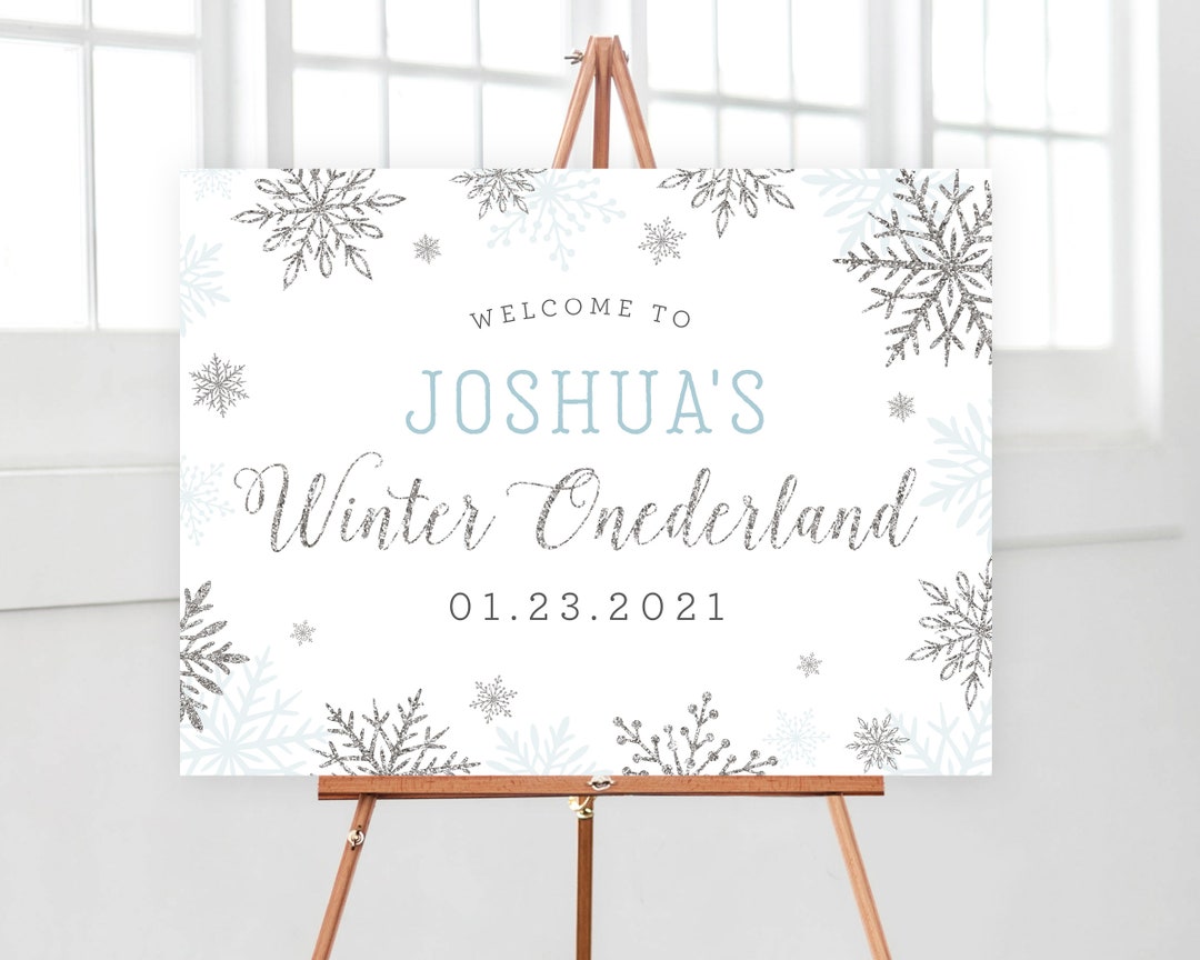 Winter Onederland Wonderland Snow Welcome Sign Large Sign, Wedding ...