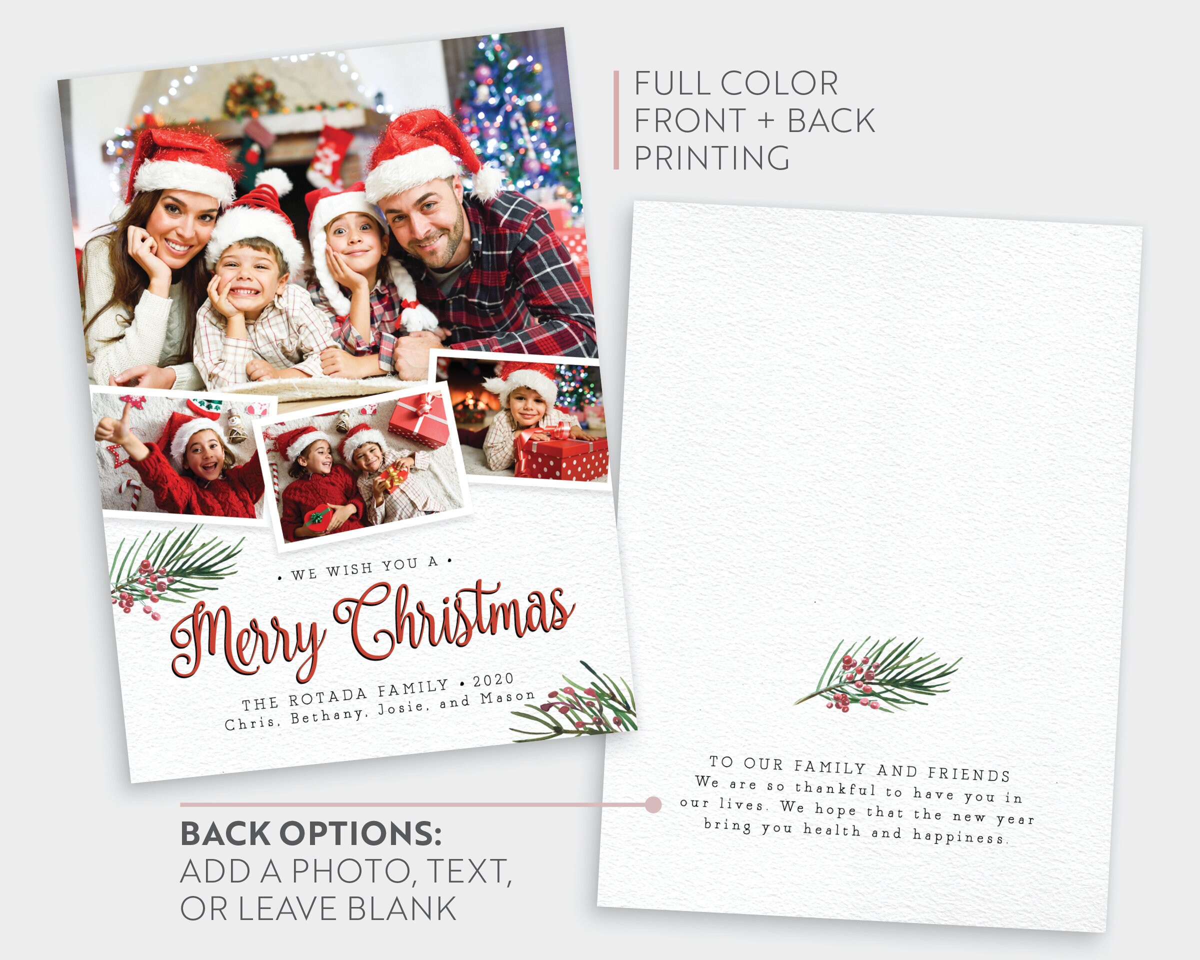 Merry Christmas Snapshot Happy Holidays Holiday Card With Multiple 4 ...